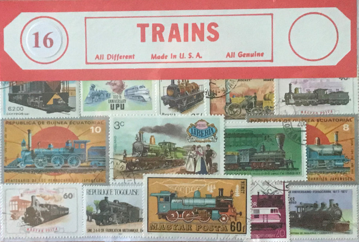 Trains Stamp Packet — Harry Edelman Inc.